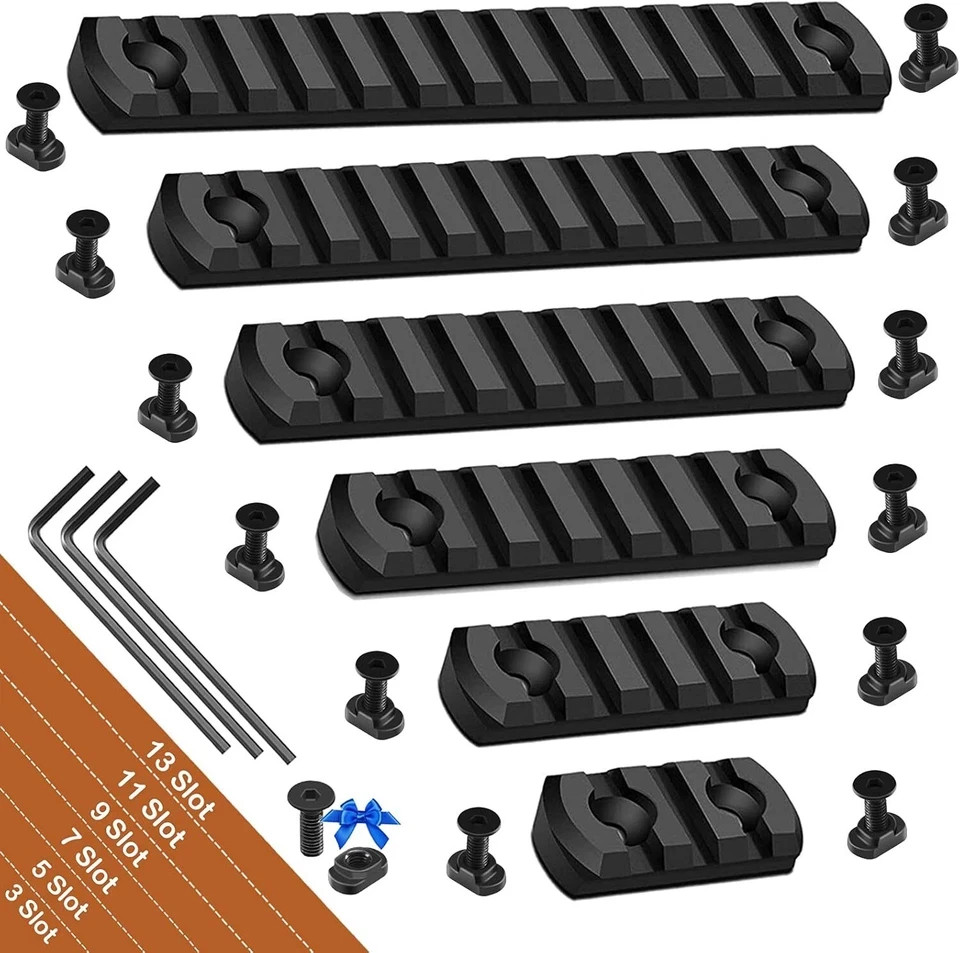 6 Pack Lock Picatinny Rail Aluminum 3/5/7/9/11/13 Slot Set M-Lok ...