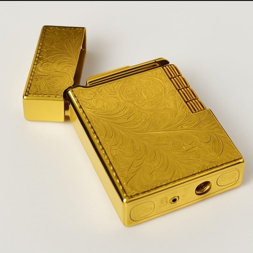 Gold Butane Refillable Lighter Engraved Metal Vintage Style | eBay