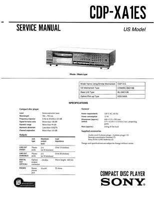 Sony CDP-XA1ES CD Player Service Manual | eBay