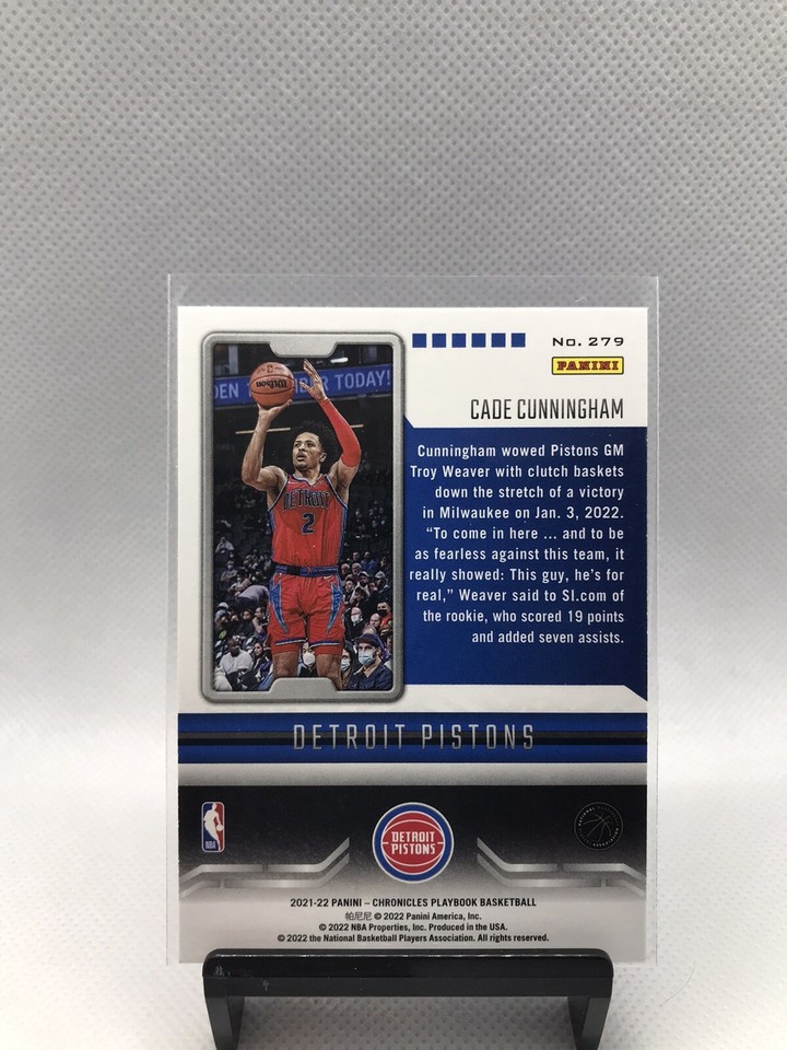 2021-22 Panini Playbook Cade Cunningham RC #279 Detroit Pistons Rookie ...