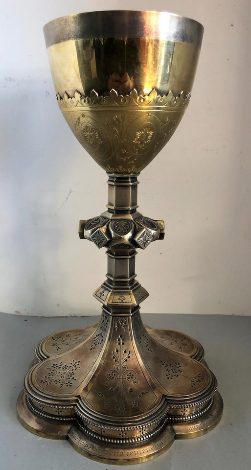 Traditional All French Silver Catholic Churc Chalice & Paten Set, 10 ...