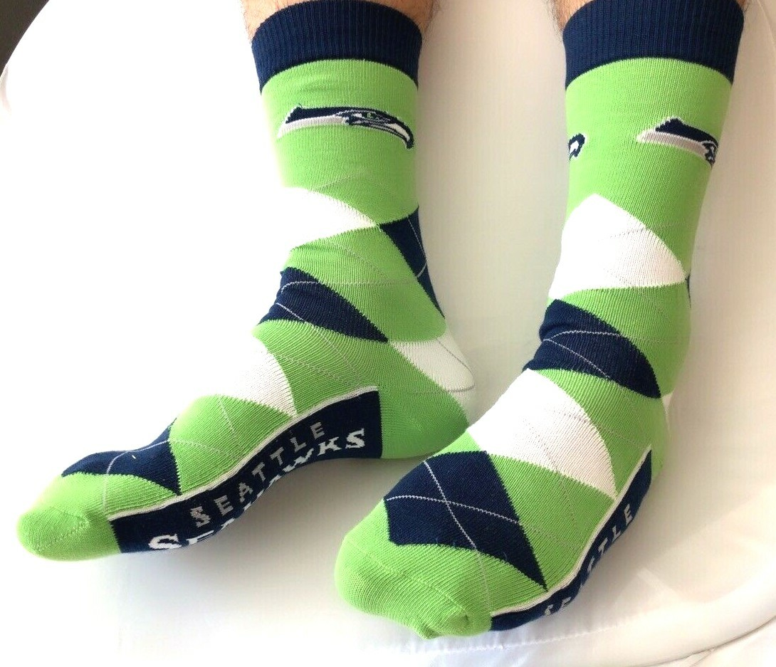 Seattle Seahawks Argyle Socks NFL Team One Size Comfy Pair Socks Fast ...