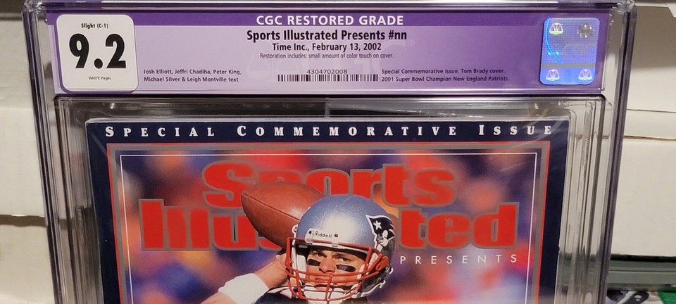 TOM BRADY SUPER BOWL SPORTS ILLUSTRATED FEBRUARY 13, 2002 CGC 9.2 NEW ...