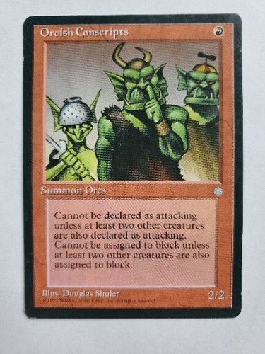 MTG Magic The Gathering Card Orcish Conscripts Summon Orcs Red Ice Age ...