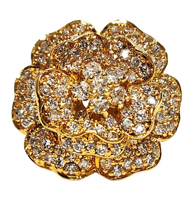 NEW UTC Gold Over 925 Sterling Silver Pave Cubic Zirconia Rose Flower ...