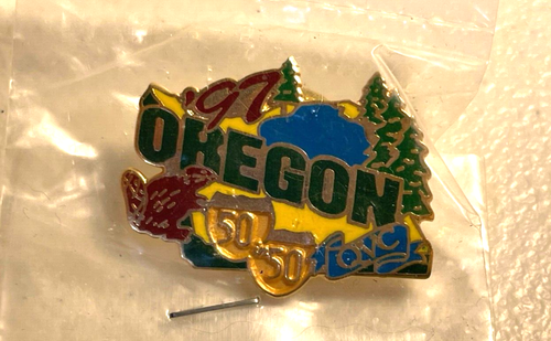 VTG 1997 Oregon 1.5" Lapel Pin badge Roses Hwy 50 souvenir OR Portland ...