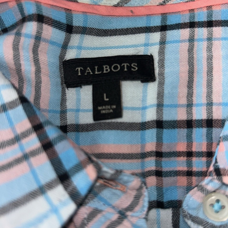 Maurices Top LARGE Blue Pink Black Plaid Button Collar Long Sl Casual ...
