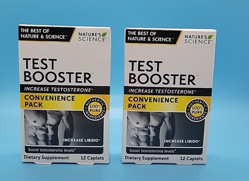2X Nature's Science Testosterone Booster, 12 Caplets Each, 24 Total Exp ...