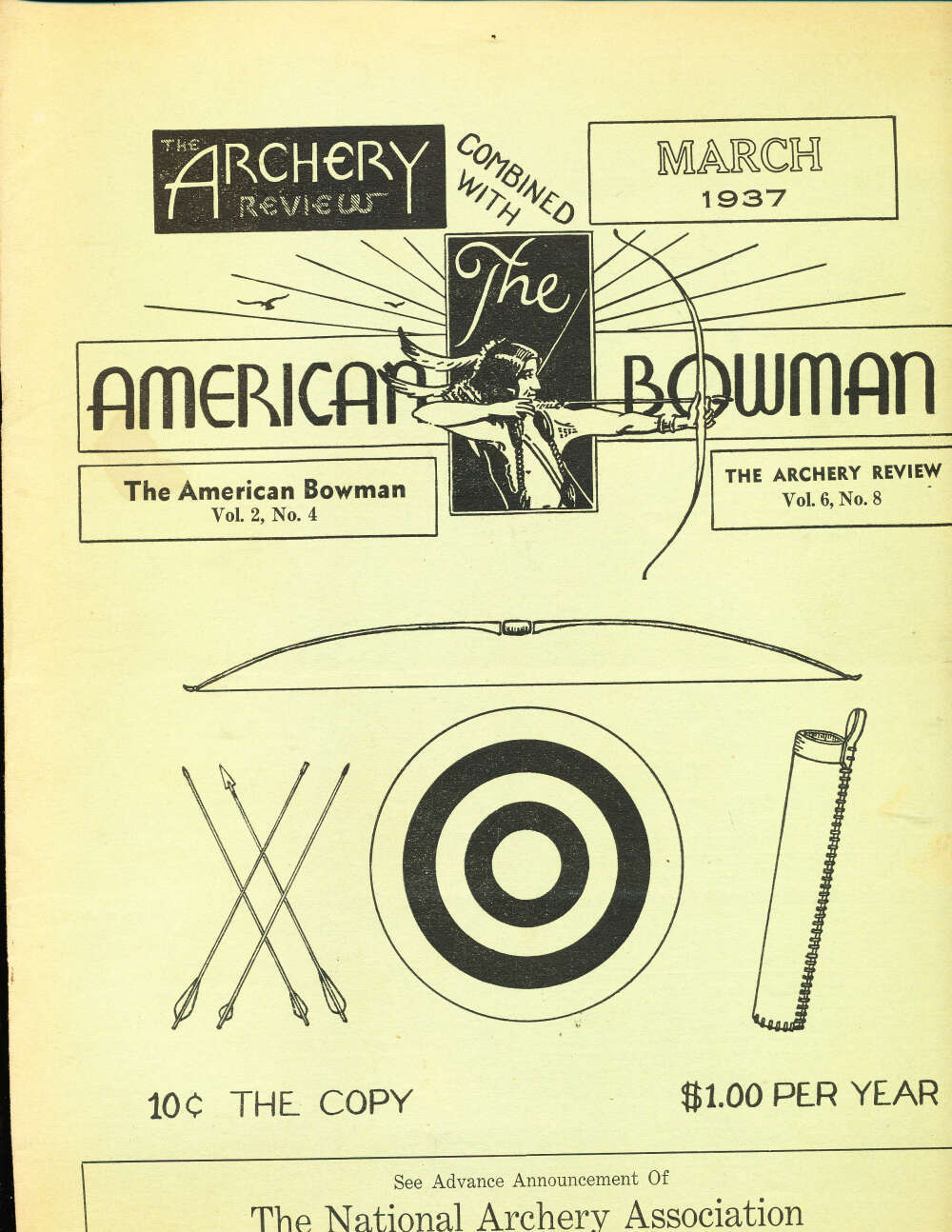 March 1937 American Bowman Review (archery magazine) complete bxother ...
