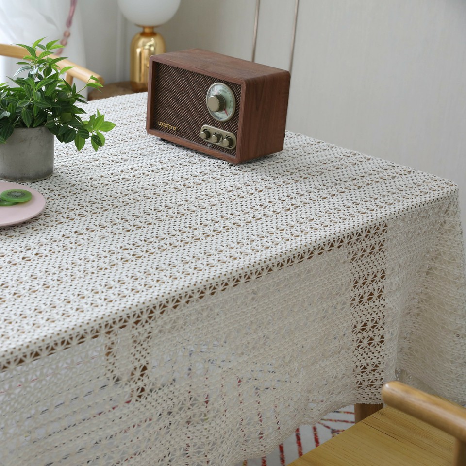 Crochet Rectangular Tablecloth Lace Table Cover Elegant Kitchen ...