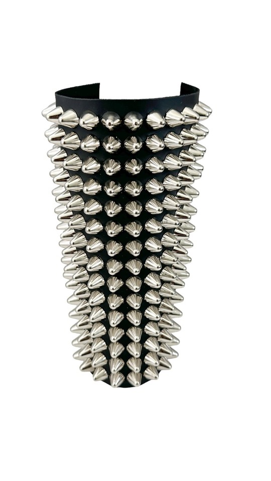 14 Row UK77 CONE Studded Gauntlet Bracer Genuine Leather Heavy Metal ...