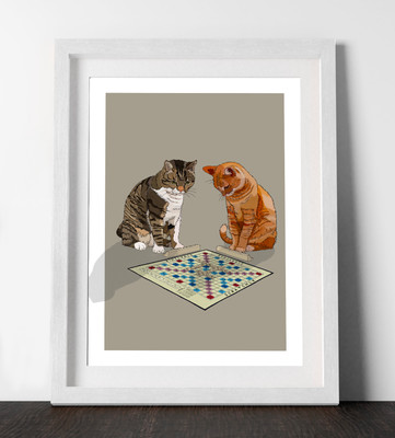 Scrabble Cats! (Scratchel)- Hand Drawn Cat Artwork Print | Multiple ...