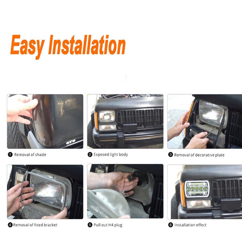 For Ford F150 F250 F350 Ranger 1976-1986 Pair 5x7" 7x6"LED Headlights ...