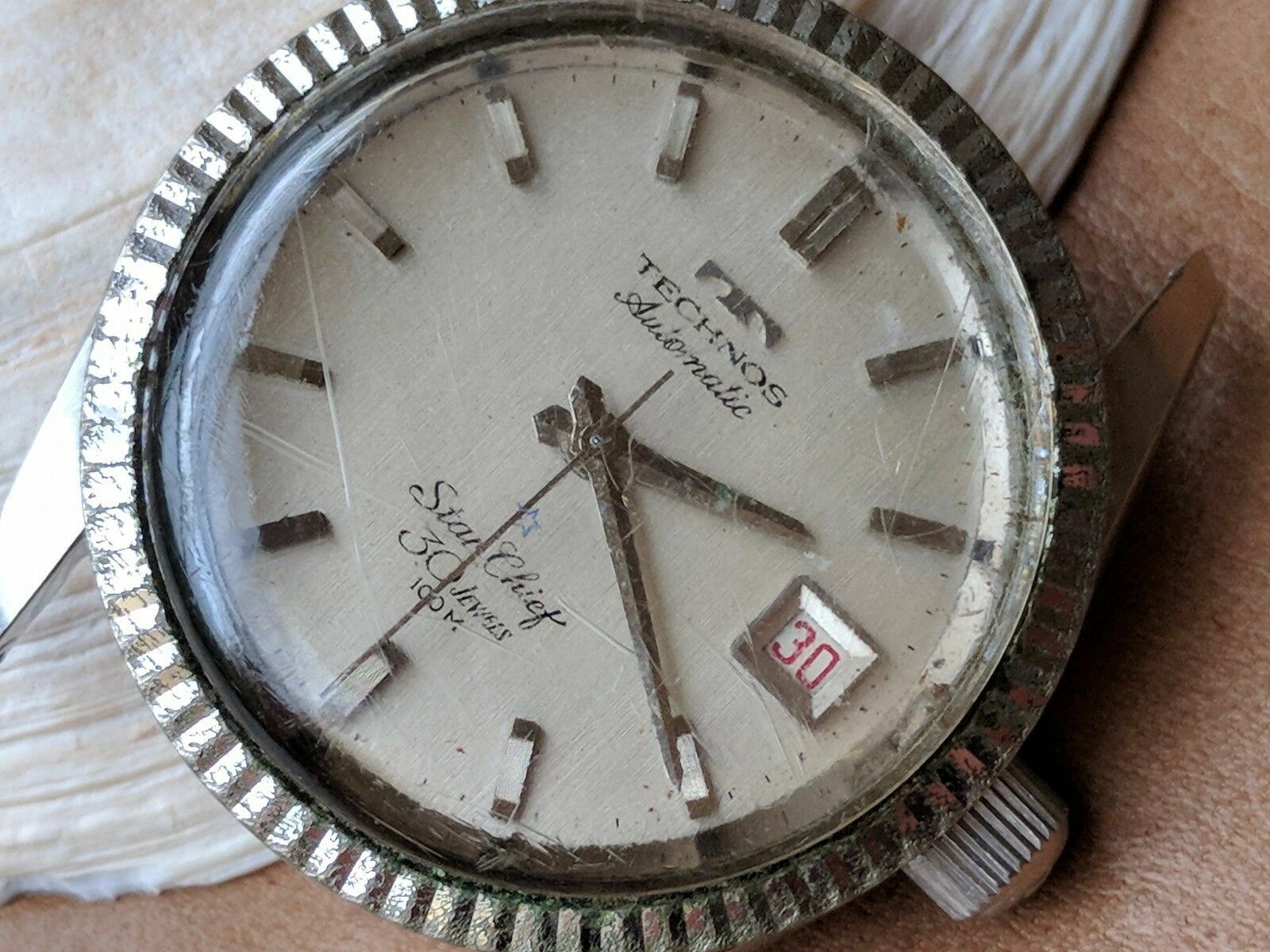 Vintage Technos Star Chief 10 ATM Watch w/Divers All SS Case FOR PARTS ...