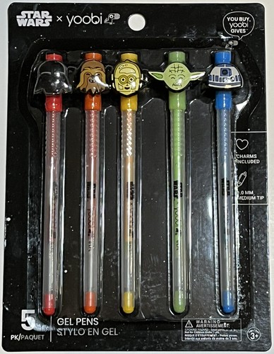 Star Wars Gel Pens 5 Pack Yoda C-3PO R2-D2 Chewbacca Darth Vader ...