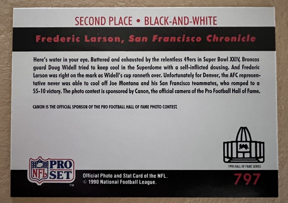 1990 Pro Set Football Frederic Larson Second Place Black-And-White #797 ...