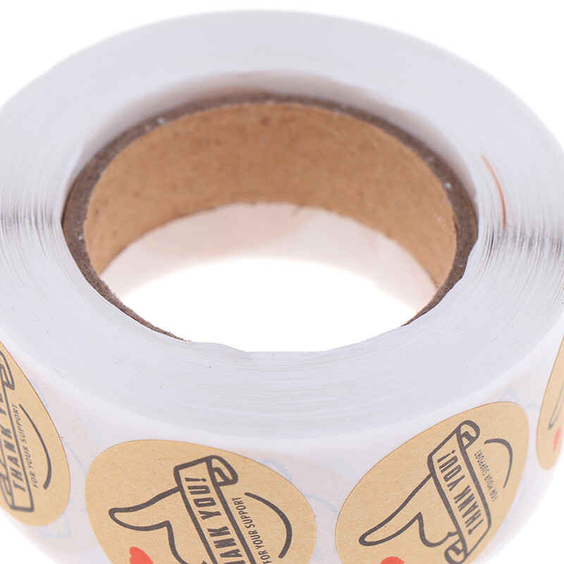 500 Labels Roll Round Natural Kraft Thank You Sticker Seal Labes
