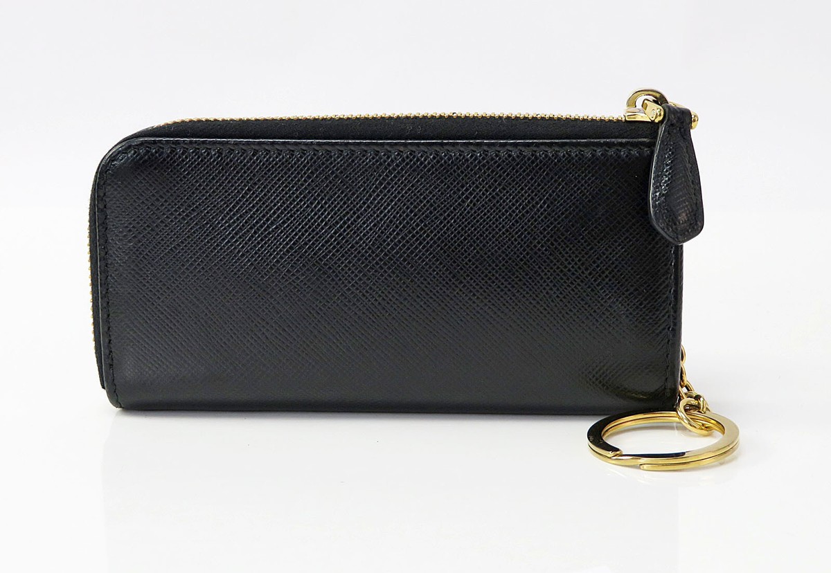 Authentic PRADA Black Leather and Key Ring Key Holder Case Authentic PRADA Black Leather and Key Ring Key Holder Case