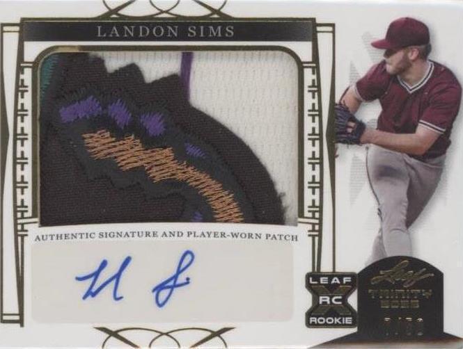 2022 Leaf Trinity - Patch Autographs Landon Sims #PA-LS1 Gold Foil /50 ...