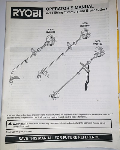 Ryobi Operator’s Manual - 30cc String Trimmers and Brushcutters | eBay