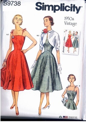 Simplicity 9738 Vintage Retro 50s Dresses Jacket Pattern Miss Plus Size ...