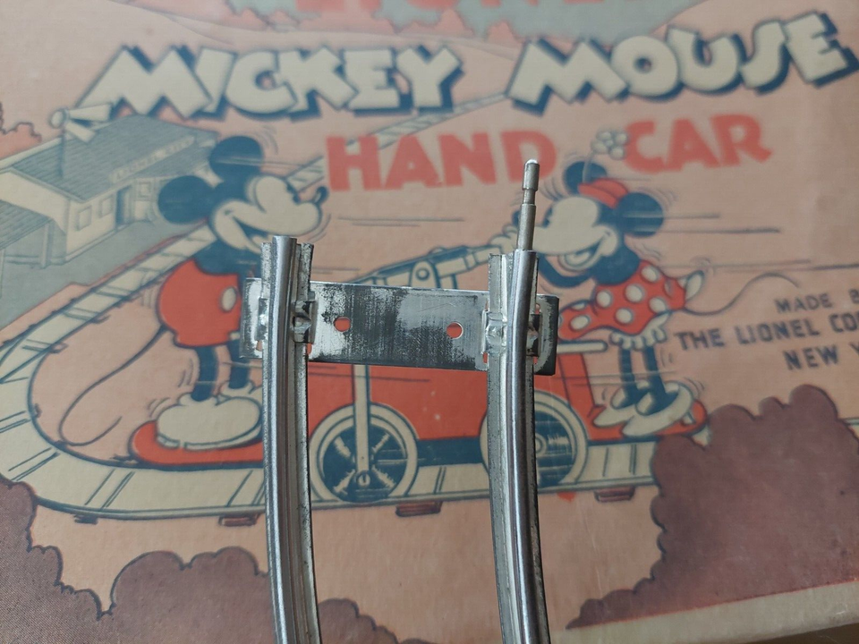Rare Orange 1930's Lionel Tin Wind-up Mickey Mouse Hand Car Tinplate w ...