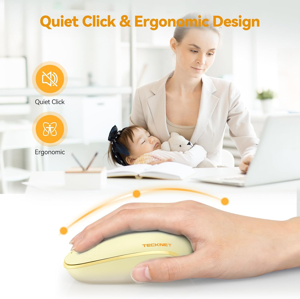 Yellow 2.4G Quiet Wireless Mouse with USB Receiver 4-Button 1600 DPI | eBay