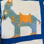 Vintage Unfinished DONKEY Giddap Quilt Top DAMAGED 80x75 Hand Stitched ...