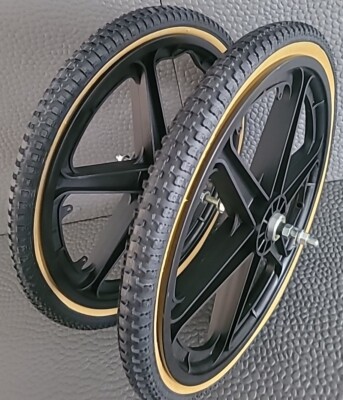 20" BICYCLE GT STYLE MAG BLACK WHEELS 6 SPOKE OLD-SCHOOL W/ BLK GUMWALL ...