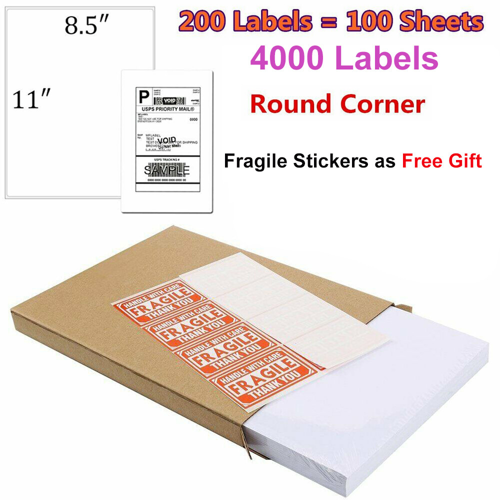 Premium Round Corner Shipping Labels 8.5"X5.5" Half Sheet Postage Self ...