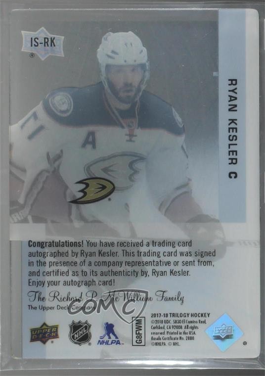 2017-18 Upper Deck Trilogy Ice Scripts Ryan Kesler #IS-RK Auto | eBay