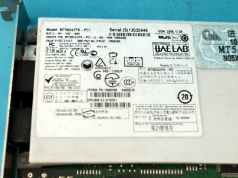 Vintage WAVE LAB Marvell MT5634ZPX PCI Modem Network Card Dual RJ-11 ...