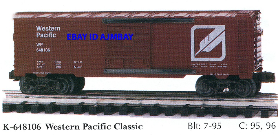 K-LINE 648106 WESTERN PACIFIC FEATHER, 640501 CENTRAL GA, 640802 C&O ...