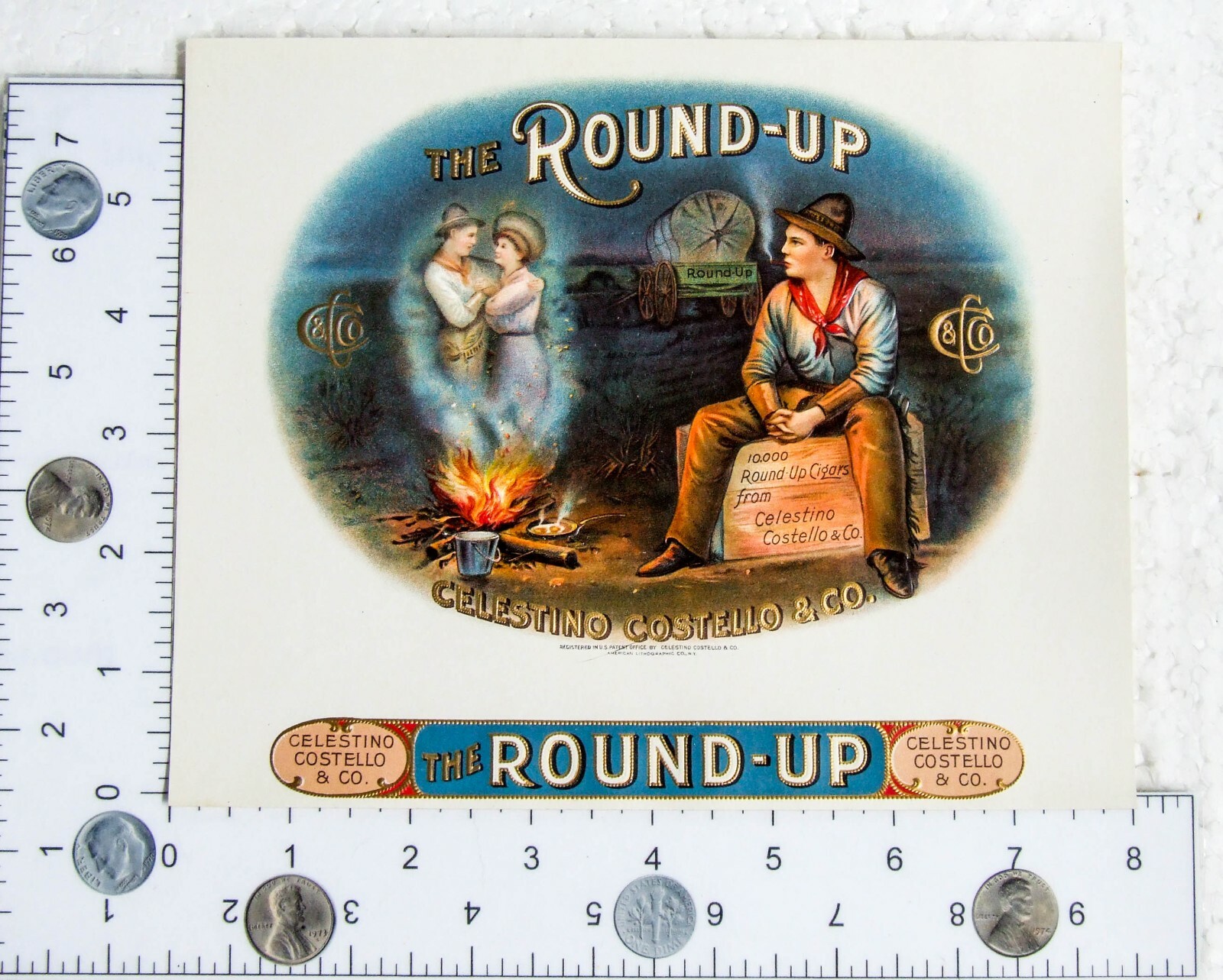 Antique Cigar Box Crate Label - THE ROUND-UP - Vintage Near Mint ...