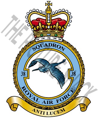 RAF 38 SQUADRON BADGE ON METAL SIGN 5 x 7 INCHES. FITS STANDARD FRAME ...
