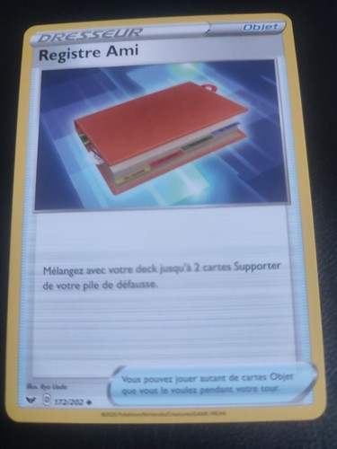 Carte Pokémon Registre Ami 172/202 Epée et Bouclier | eBay