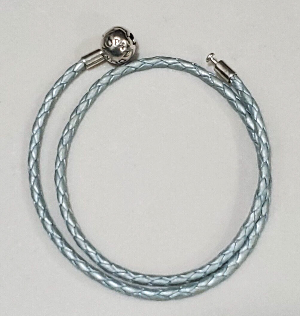 Authentic Signed Pandora Double Light Blue Leather Ch… - Gem