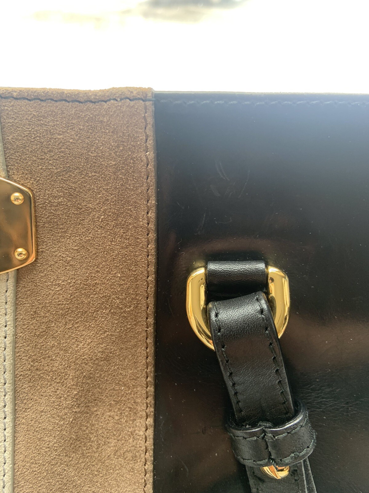 Vintage Furla Black gold hardware turn lock Tote Bag … - Gem