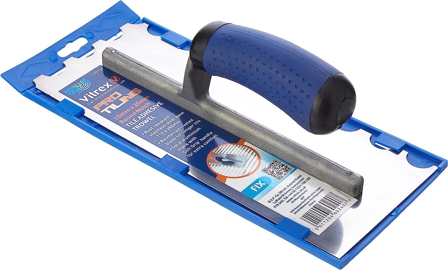 Vitrex Stainless Steel Tile Adhesive Trowel 10 x 20mm Round Notch Tiling Trowel for sale online ...