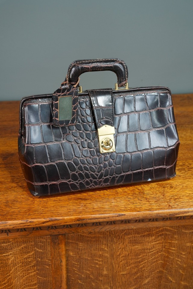 Antique Medical Doctor Bag Alligator Embalming Undertaker Case w/ key ...