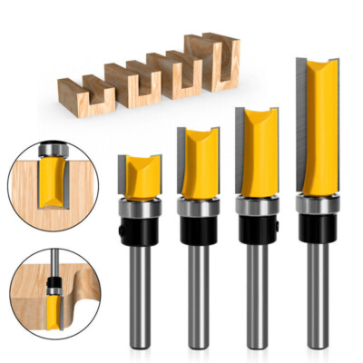 4Pcs Pattern Flush Trim Router Bit Set Woodworking Milling Cutter 1/4 ...