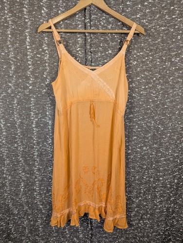 Vintage Raya Sun Embroidered Orange Boho Coverup Dress Women's Small | eBay