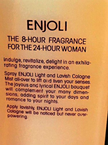 ORIGINAL Charles of the Ritz ENJOLI LIGHT & LAVISH COLOGNE SPRAY MIST ...