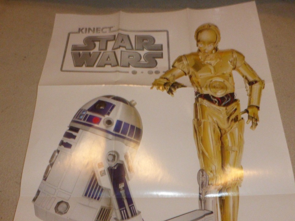 STAR WARS R2D2 C3PO KINECT XBOX 360 FOLDABLE POSTER INSERT PROMO 2011 ...