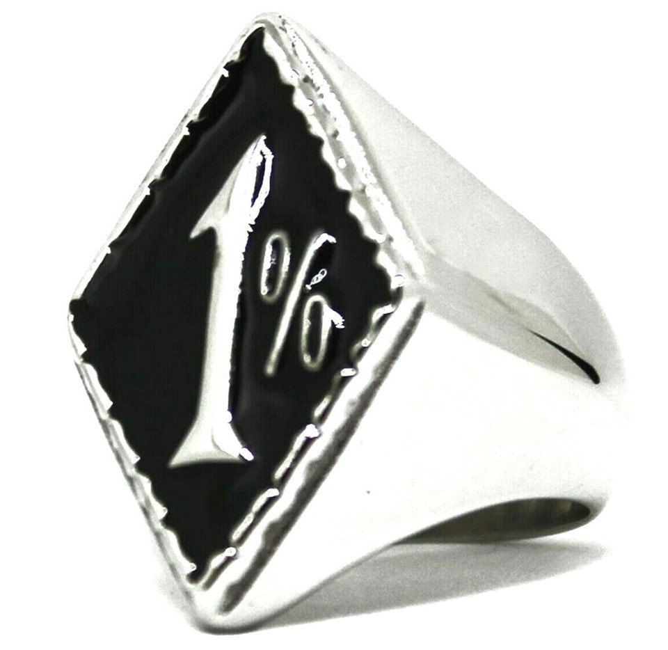 One Percent 1% Outlaw Biker Ring, Stainless Steel Sz 7,8,9,10,11,12,13 ...
