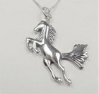 STERLING SILVER JUMPING STALLION HORSE EQUESTRIAN ANIMAL NATURE PENDANT ...