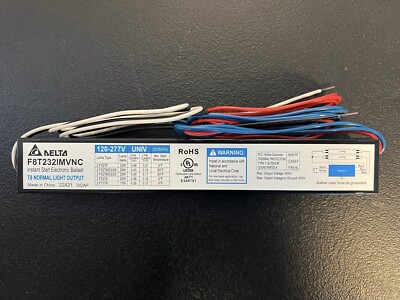 Delta Instant Start Electronic Ballast 120-277V F8T232IMVNC RoHS Max ...