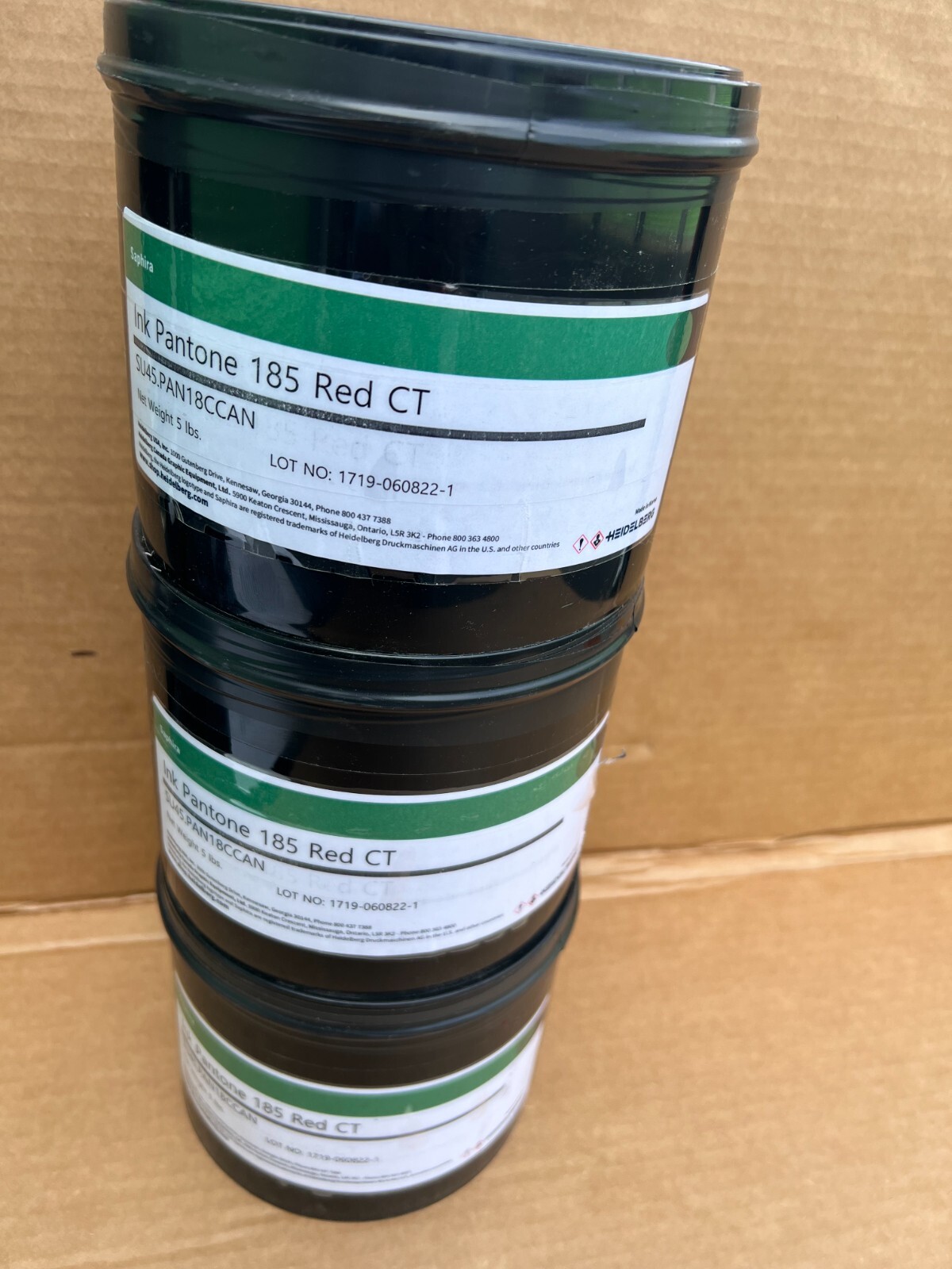 One CAN 5.0 Lbs Heidelberg Saphira Ink Pantone 185 RED CT SUS45 ...