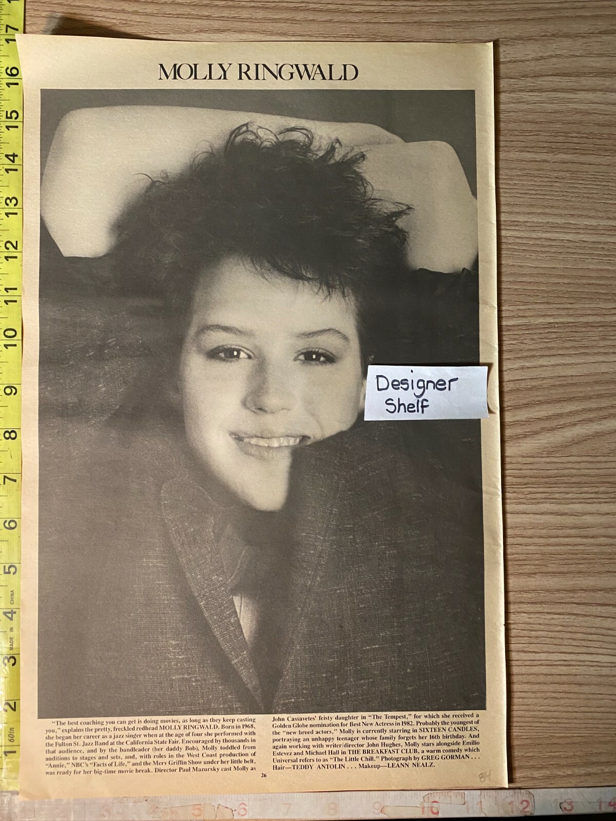 Molly Ringwald Actress 1994 Vintage Black & White Magazine Photograph ...