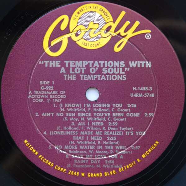 The Temptations - The Temptations With A Lot O' Soul - FUNK / USED ...
